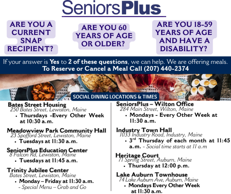 Free Social Dining Meals for SNAP Recipients | SeniorsPlus Maine